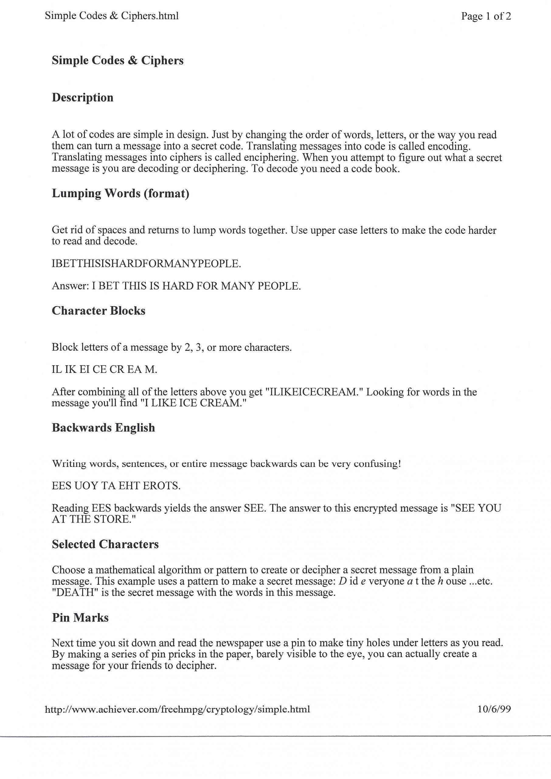 Simple Codes & Ciphers – From Reactive to Proactive